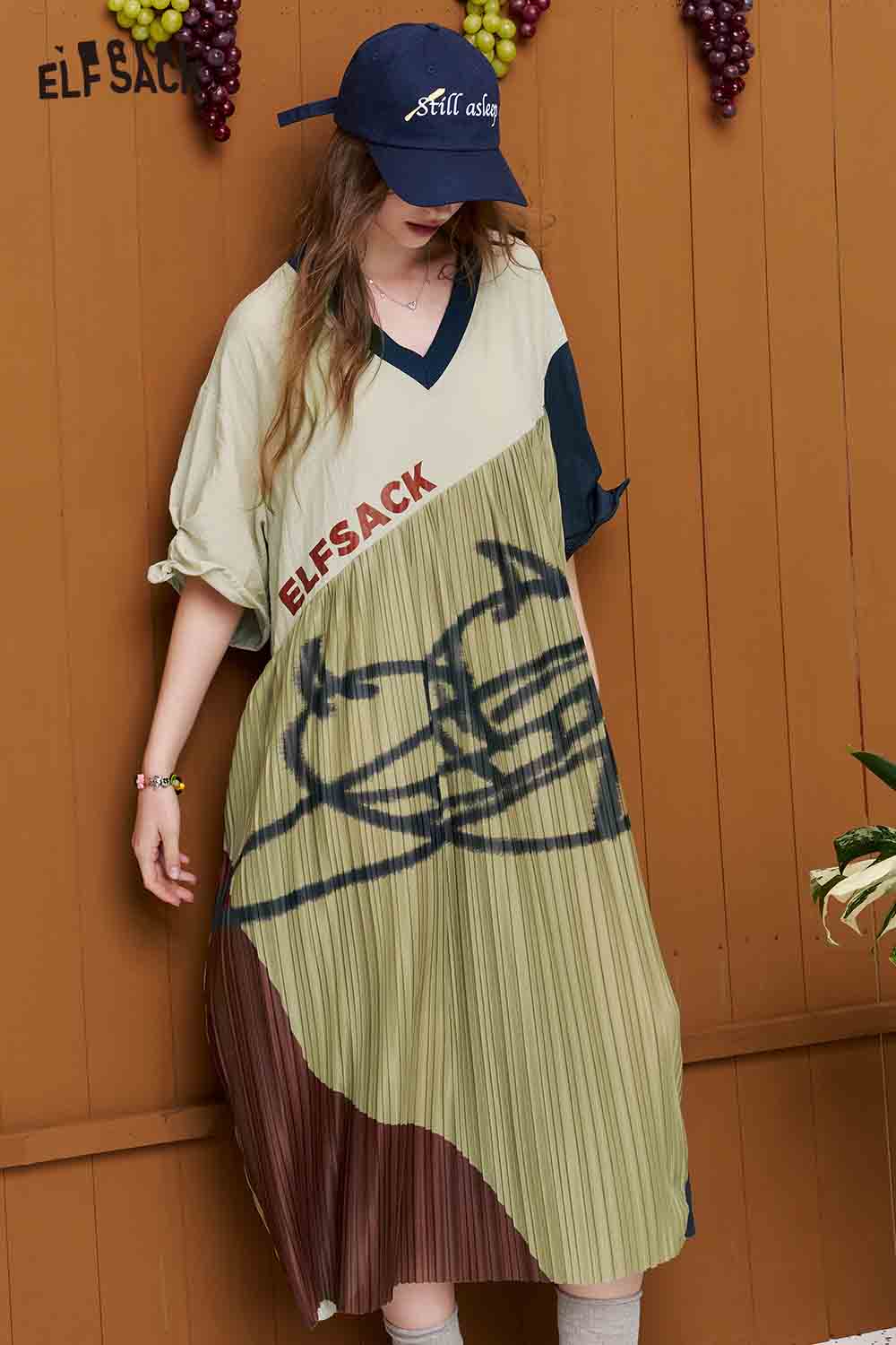 Patchwork Graffiti DIY Cuff Maxi Dress for Unique Style | ELFSACK
