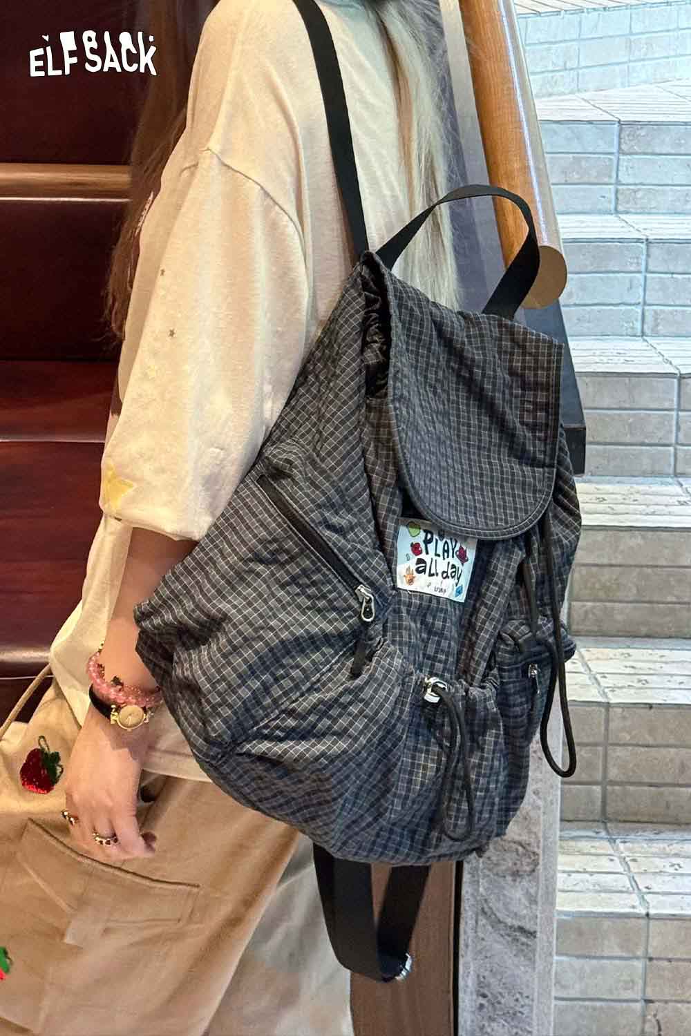Soft Crinkled Texture Rucksack with Adjustable Drawstring | ELFSACK